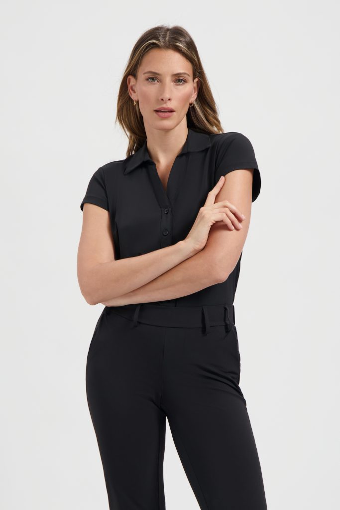 Lady Day - Suzy Cap -Black - Travelstof Damesblouse